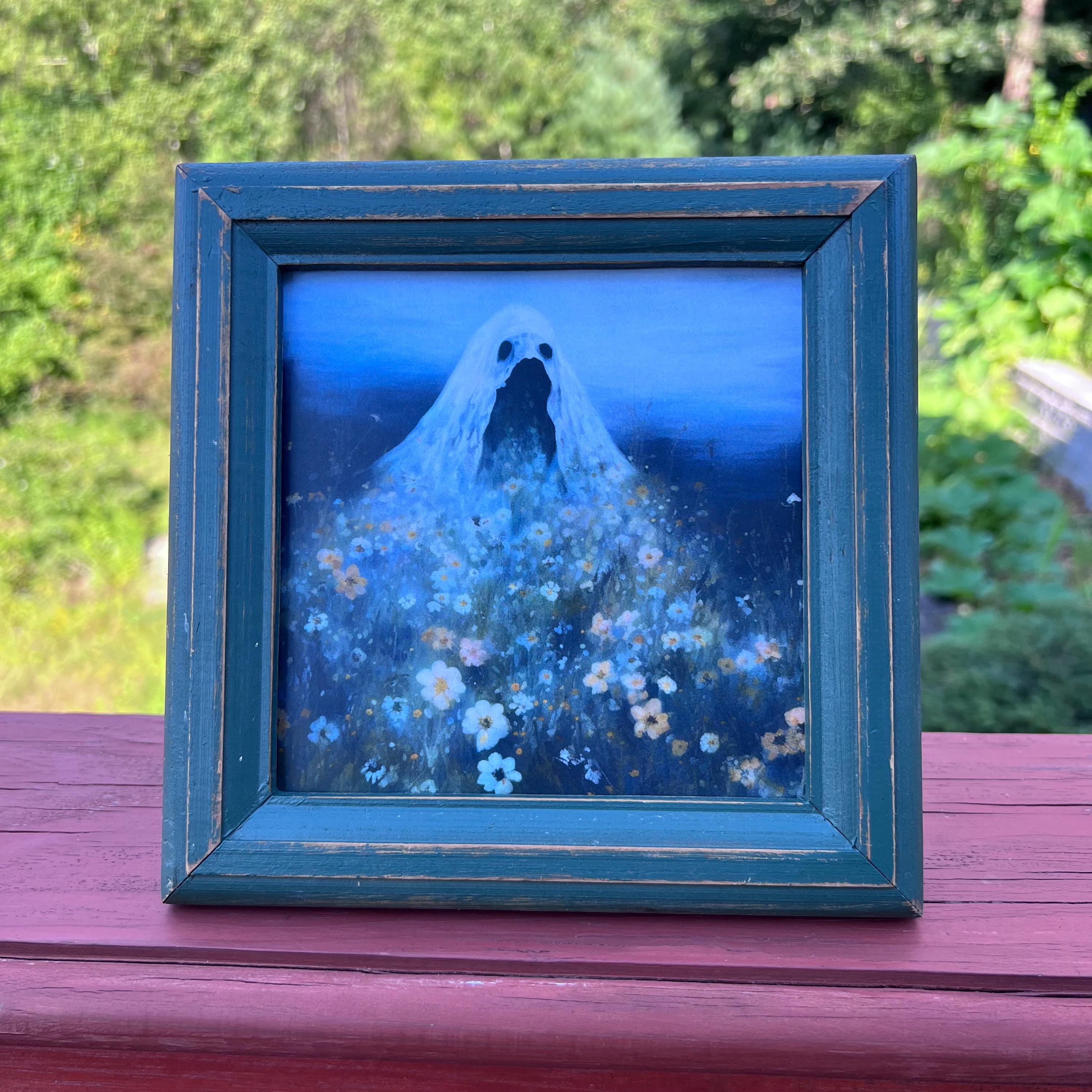 Screaming Into the Void Vintage Framed Floral Ghost Art Piece for Fall ...