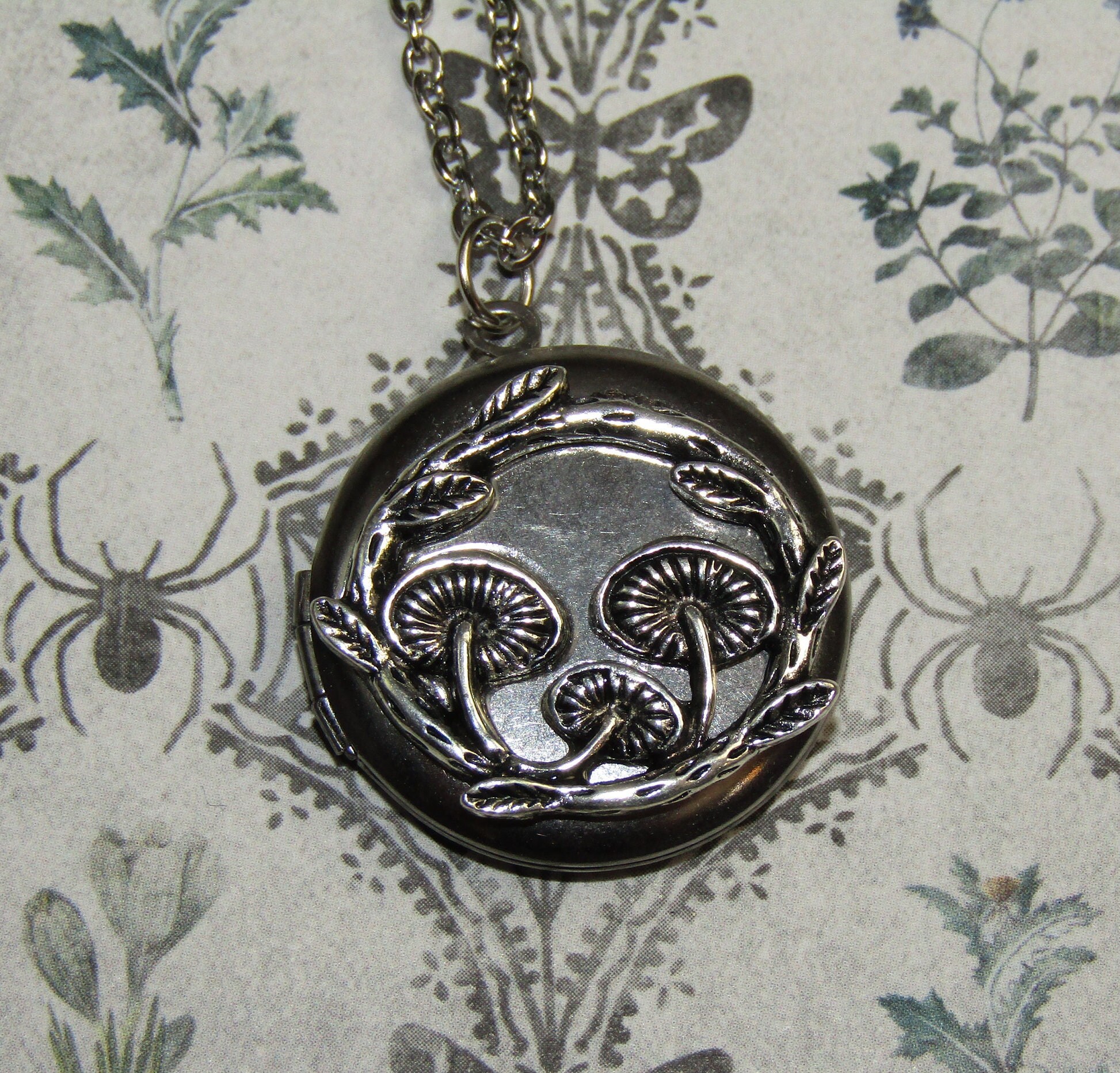 Mushroom Photo Locket Cottage Core Necklace Stainless Steel | Etsy