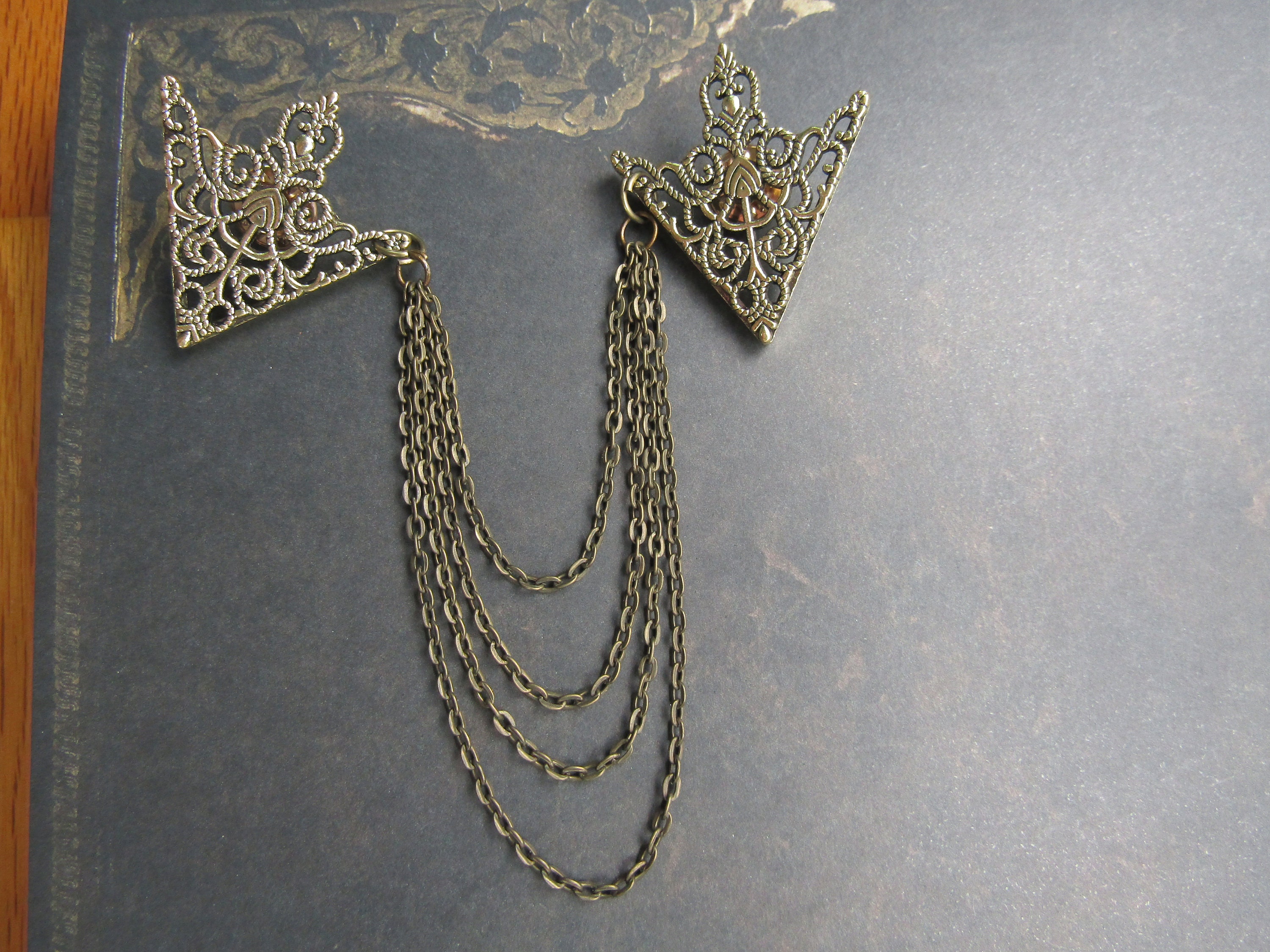 Elegant 4 Chain Brooch for Cape Clip | Collar Clip | Sweater Clip ...