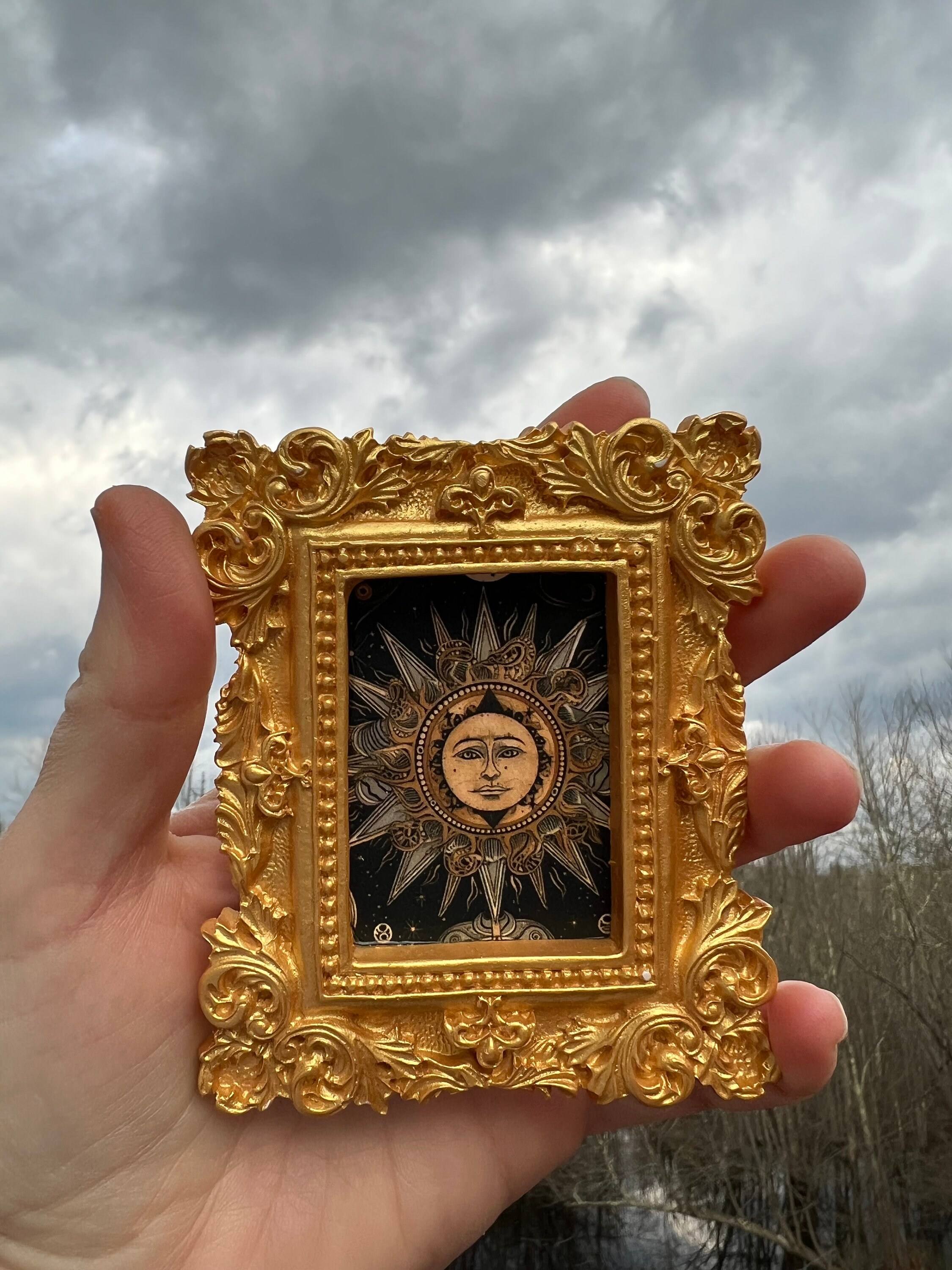 Retro Whimsigoth Celestial Cat Home Decor Wall Hanging Art Framed ...