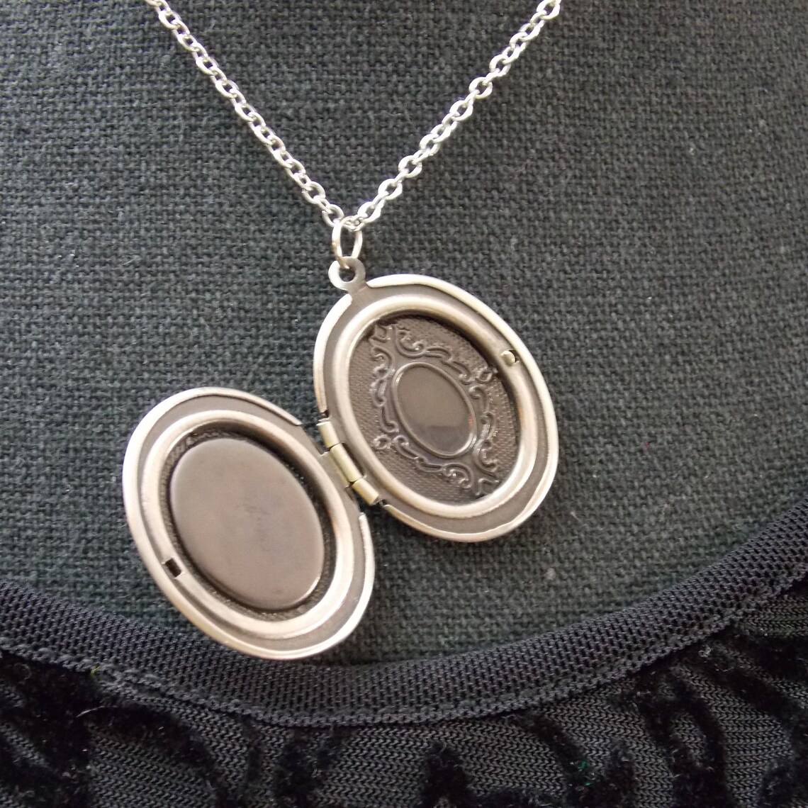 Green Jade Stone Photo Locket Necklace Stainless Steel Chain | Etsy