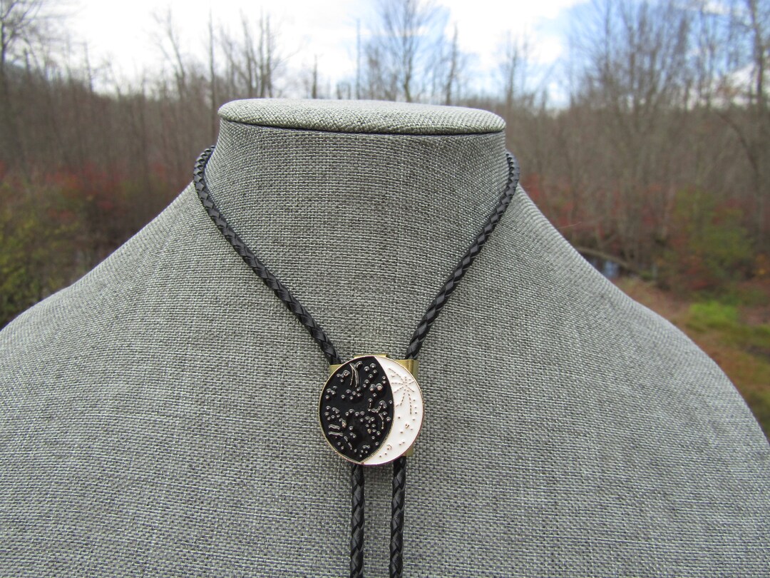 Zodiac Star Signs Bolo Tie Necklace Black Braided Leather Cord ...