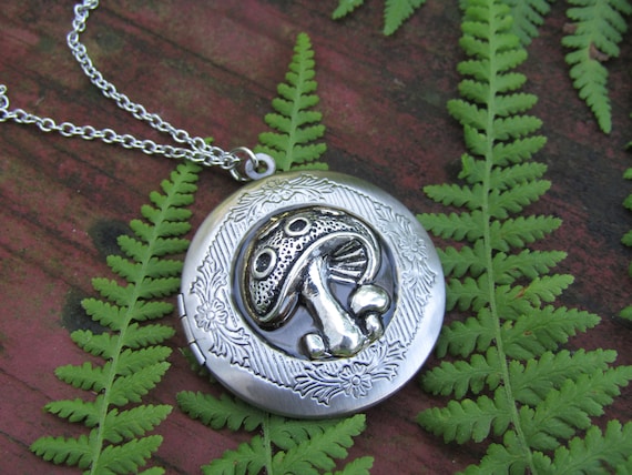 Mushroom Photo Locket Cottage Core Necklace Stainless Steel - Etsy