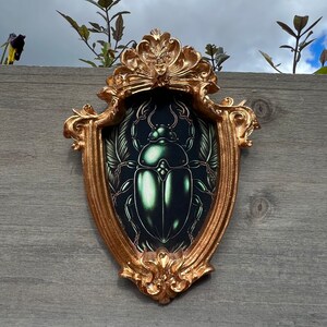Oddity Art Victorian Goth Emerald Beetles and Bugs Framed Painting ...
