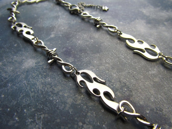 Flaming Barbed Wire Chunky Retro 90s Inspired Streetwear - Etsy