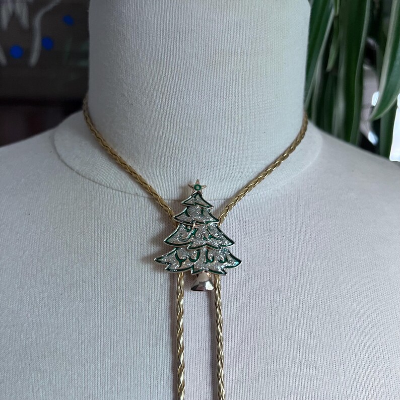 Funky Christmas Tree Bolo Tie Necklace One of a Kind Statement Jewelry ...