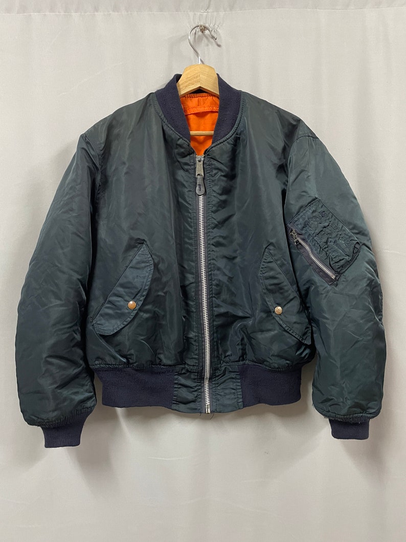 Vintage ALPHA INDUSTRIES MA-1 Bomber Jacket Navy Blue Size M - Etsy
