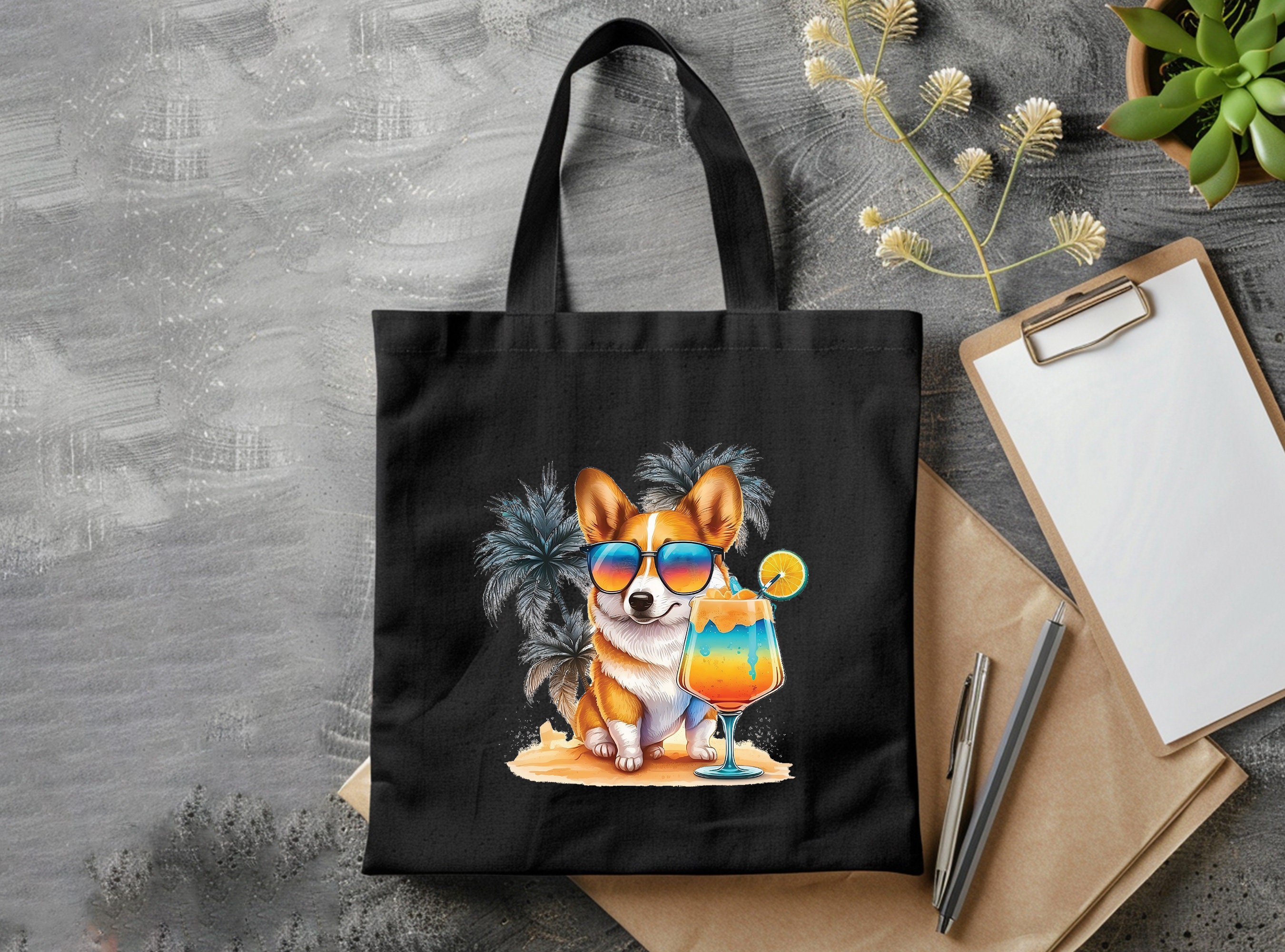 Corgi Clipart Cute Welsh Corgi Tote Bag, Adorable and Spacious Design ...