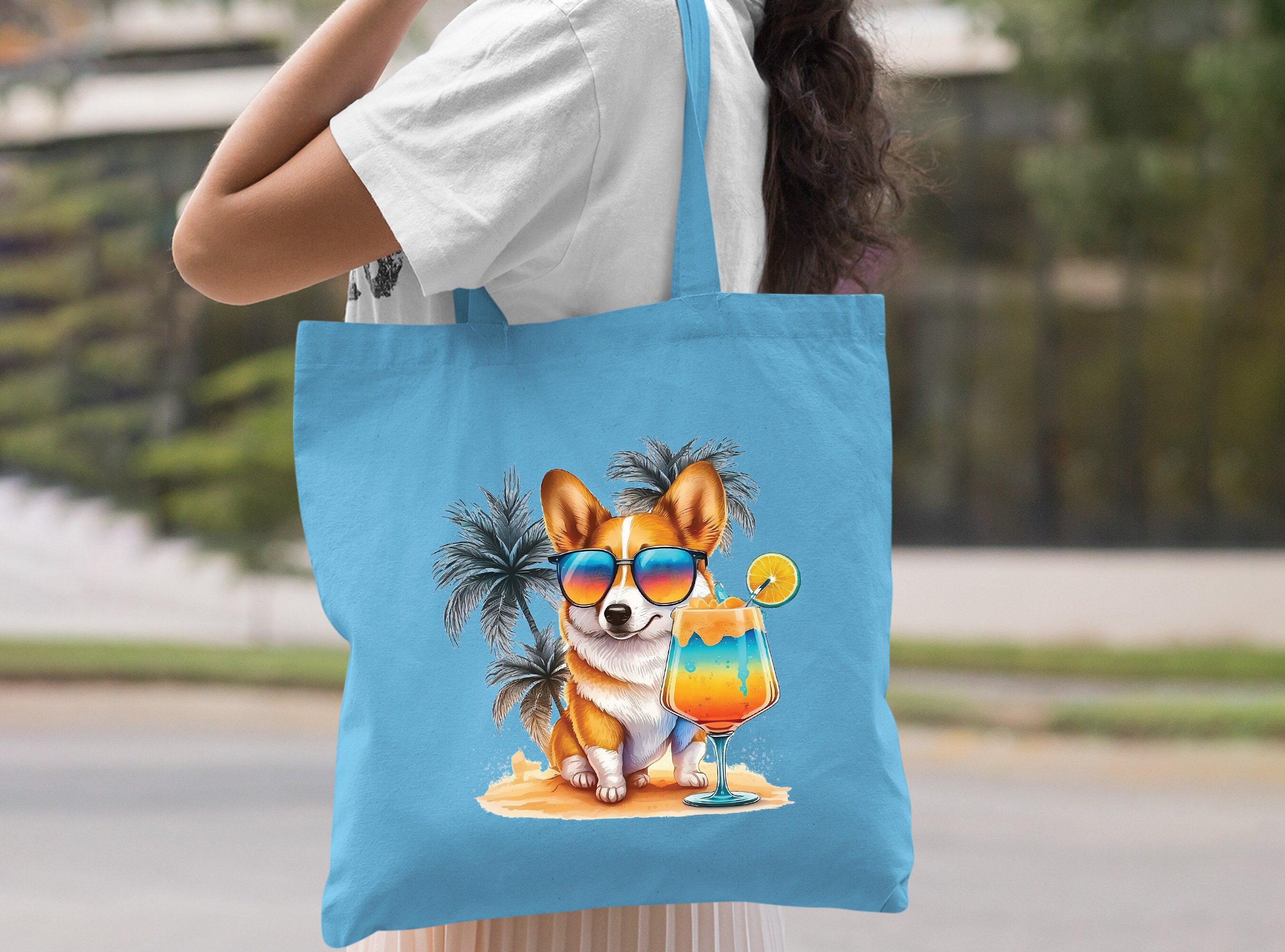 Corgi Clipart Cute Welsh Corgi Tote Bag, Adorable and Spacious Design ...