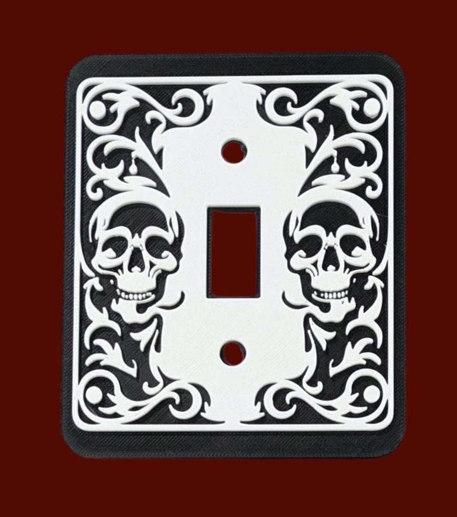 Skull Smoke Scroll Light Switch Cover - Custom Colors - Single 1 Gang ...