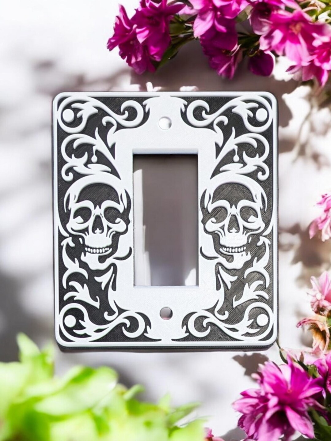 Skull Smoke Scroll Light Switch or Outlet Cover Custom Colors 1 Gang ...