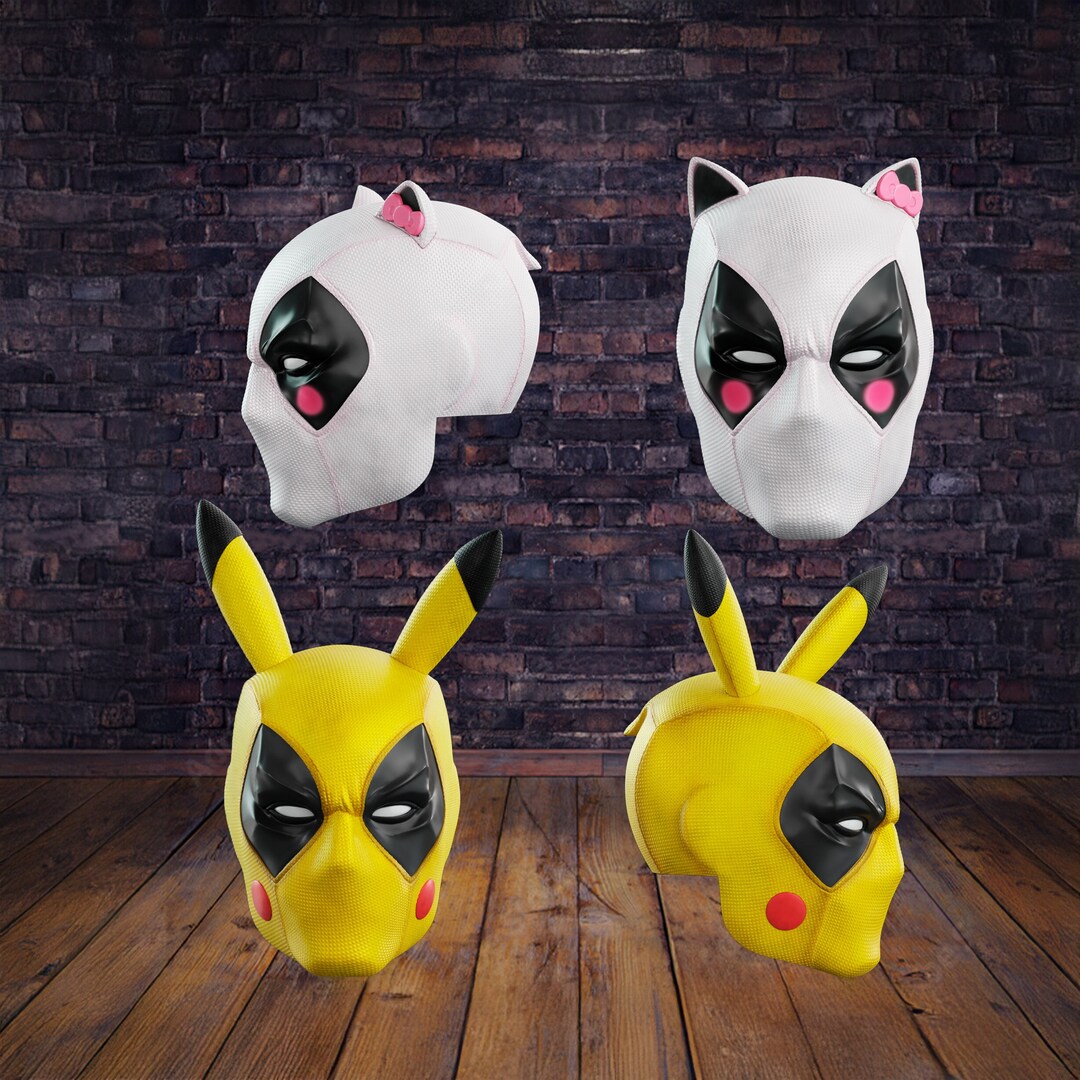 3D Pikachu Deadpool and Hello Kitty Deadpool Masks 3D STL Models - Etsy