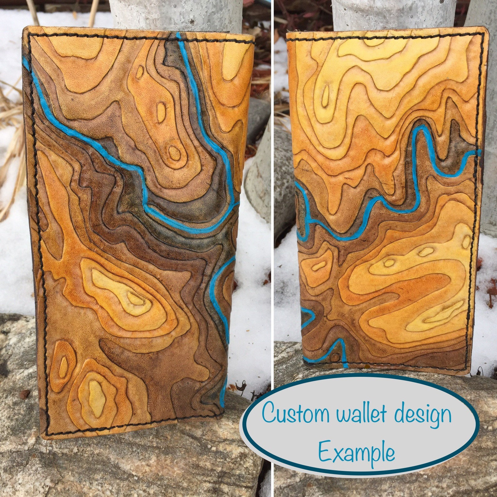 Leather Wallet TOPO MOUNTAIN MAP - Etsy