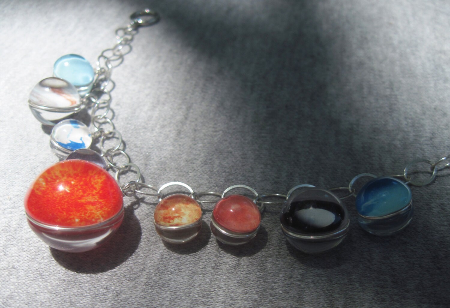 Solar System Double Sided Sterling Silver Charm Bracelet, Hand-made - Etsy