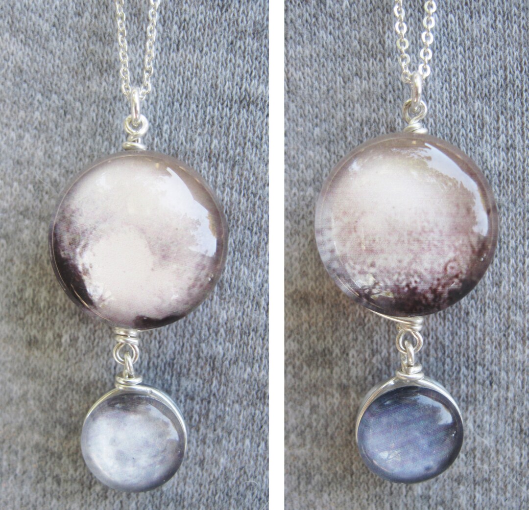 Mini Pluto and Charon Double Sided Sterling Silver Necklace, Hand-made ...