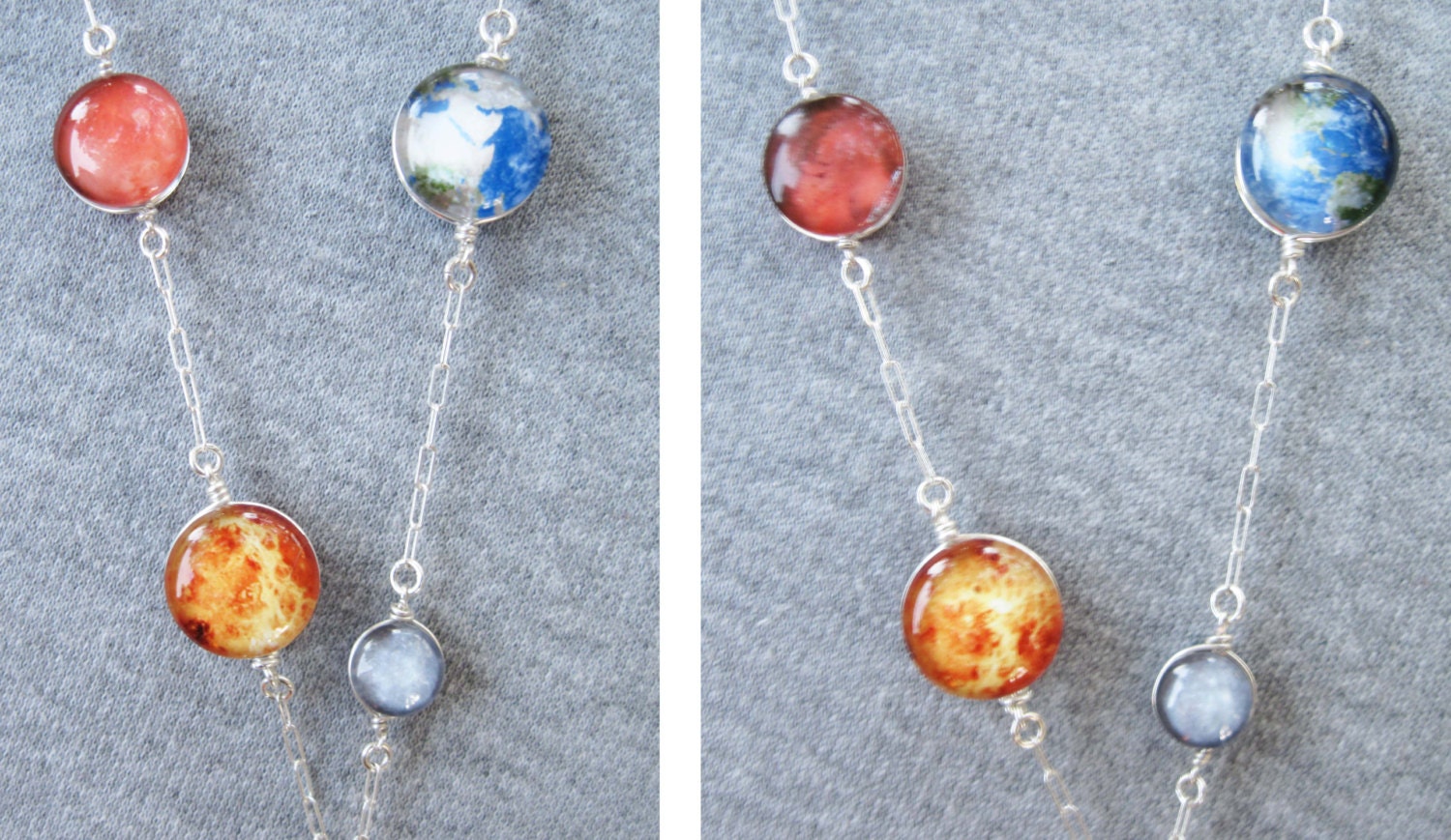 Solar System Double Sided Sterling Silver Necklace, Hand-made - Etsy