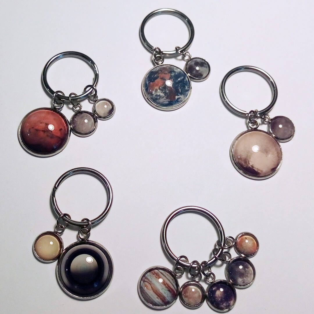 Stainless Steel Dangle Keychains, Your Choice of Planet Earth, Pluto ...