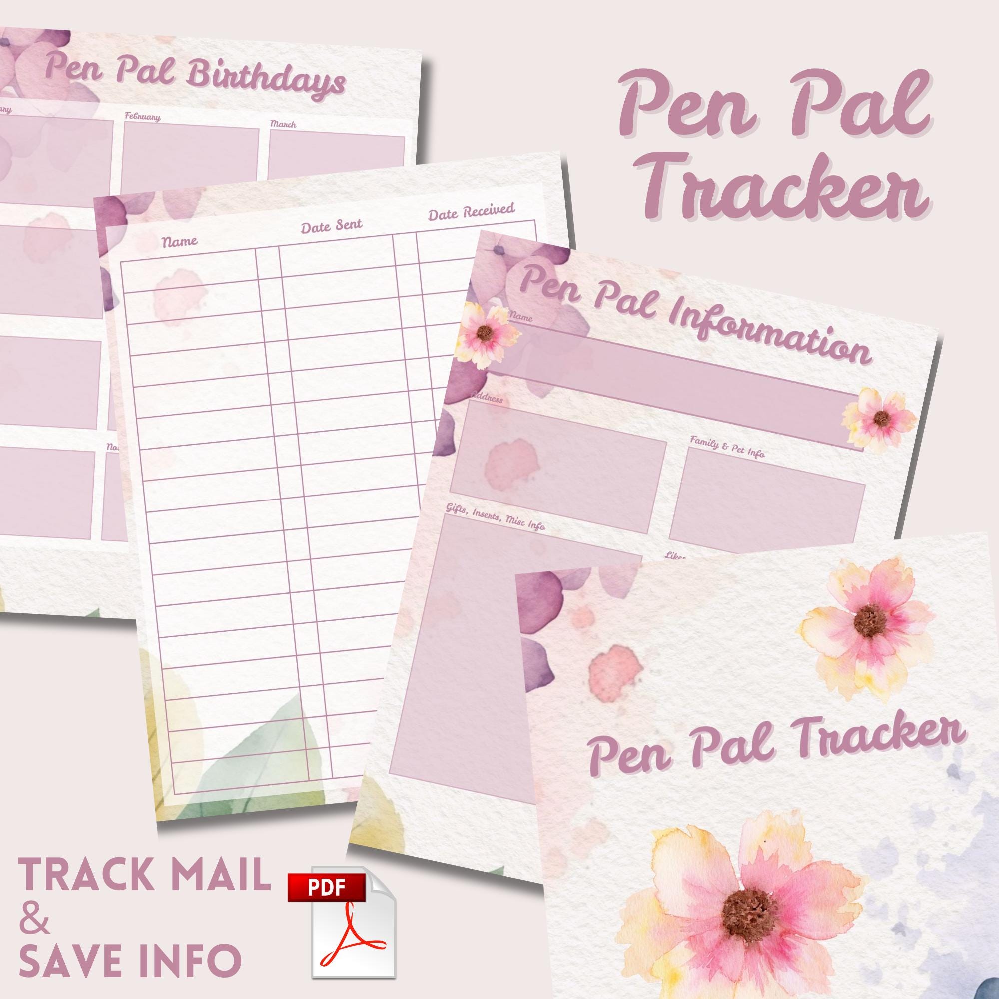 Digital Pen Pal Tracker: Printable Letter Log (PDF) - Etsy