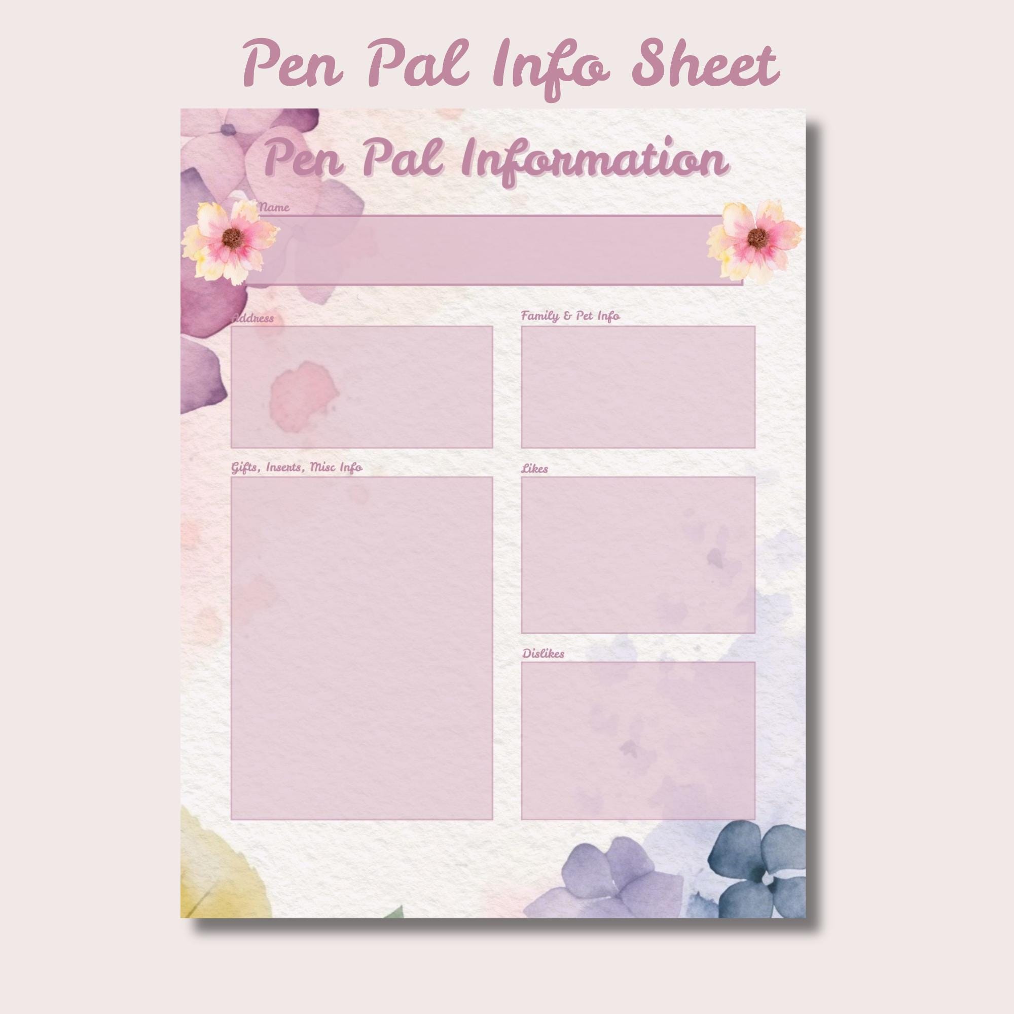 Digital Pen Pal Tracker: Printable Letter Log (PDF) - Etsy