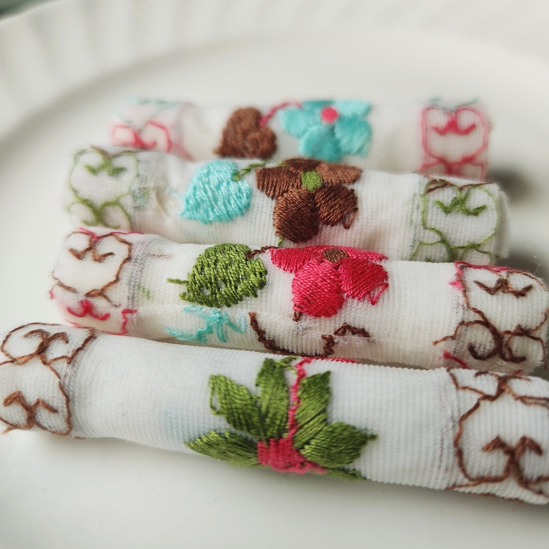 Set of 4 Jumbo Fabric Beads. Very Long, Pretty Rare, and Exceedingly ...