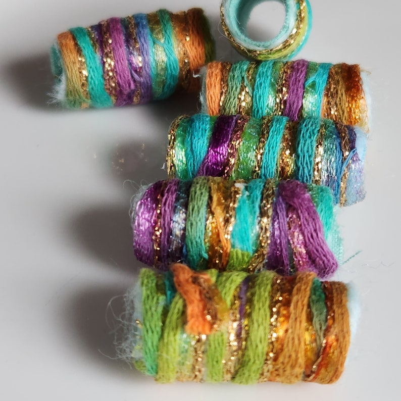 Fiber Beads Set of 6. Summer Dread Loc Braid Decoration. Soft Jewelry ...