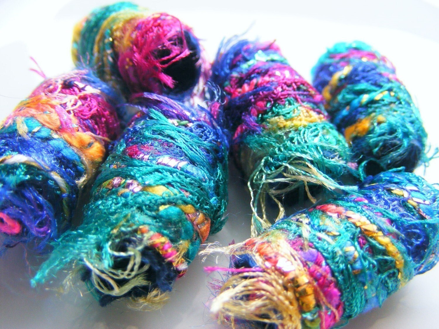 Set of 6 Fabric Bead Fiber Bead Big Hole Bead Bhb Large - Etsy
