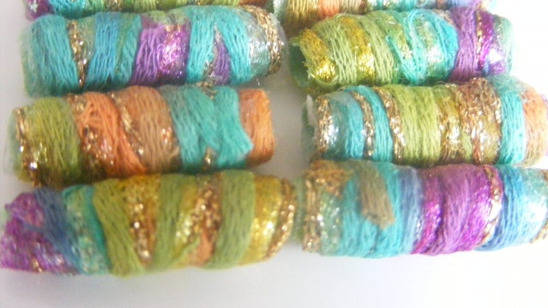 Fiber Beads Set of 6. Summer Dread Loc Braid Decoration. Soft Jewelry ...