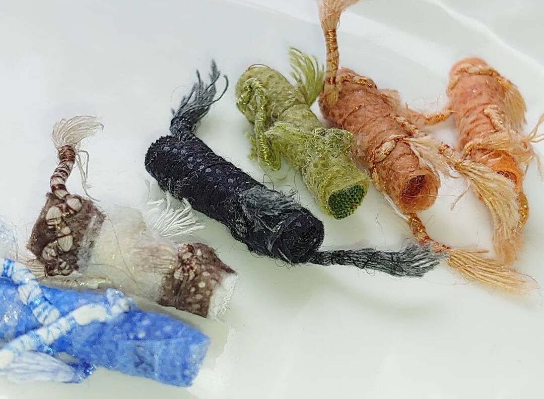 Set of 6 Fiber Beads, Textile Tube Beads - Etsy