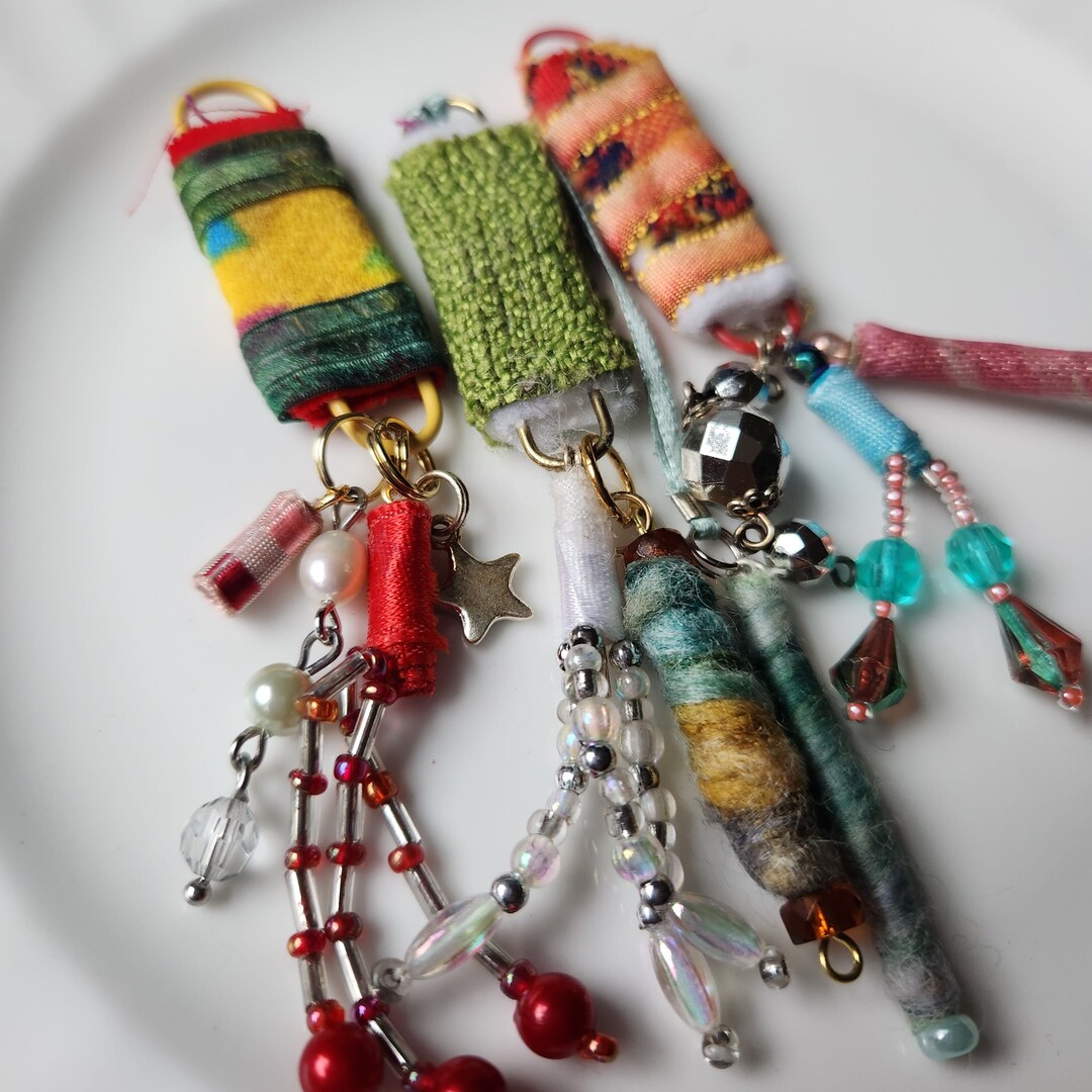 Set of 3 Top and Bottom Loop Dangles Red, Blue Green Yellows. One of a ...