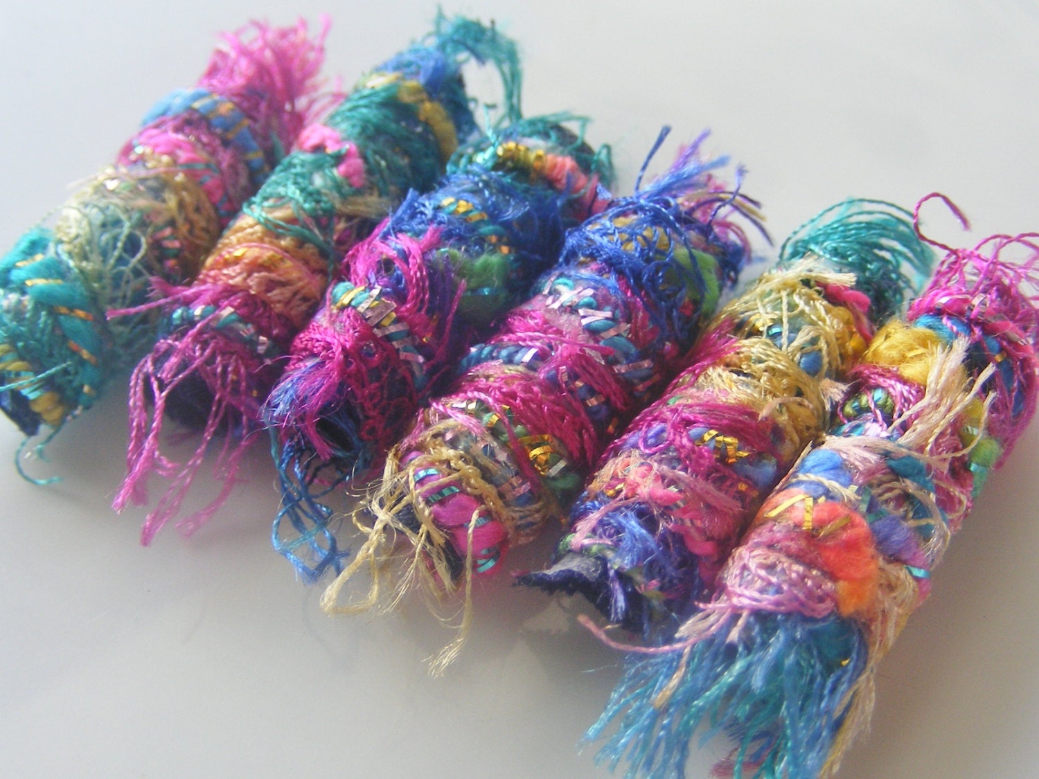 Set of 6 Fabric Bead Fiber Bead Big Hole Bead Bhb Large - Etsy