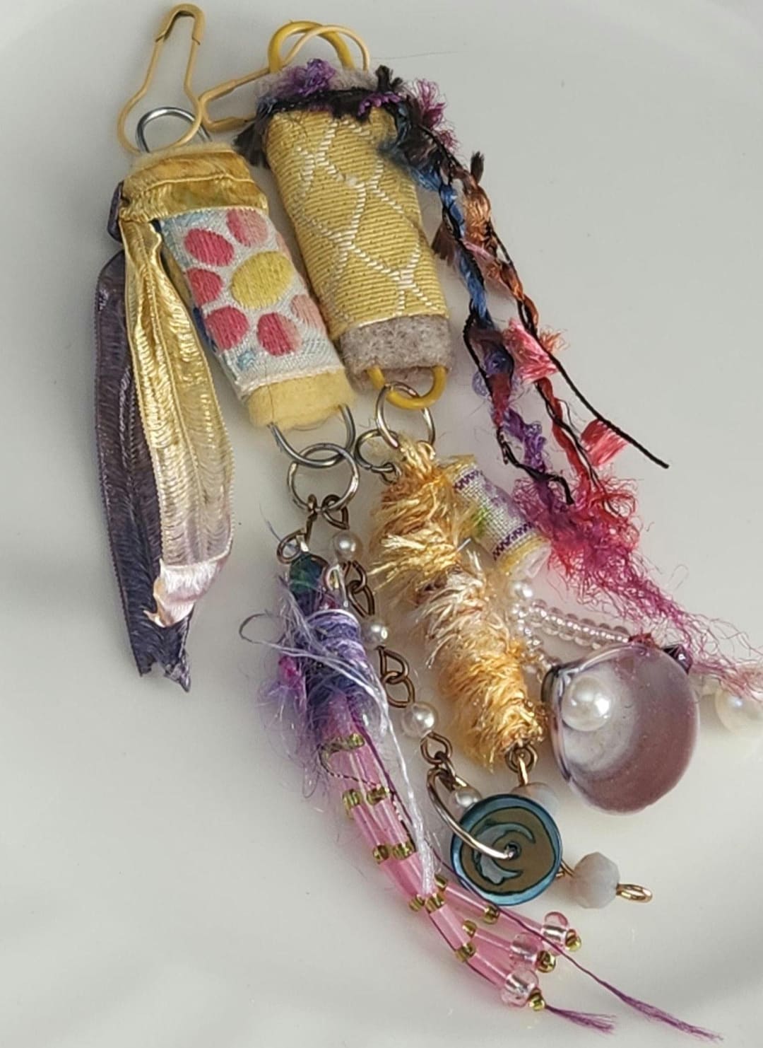 Set of 2 Top and Bottom Loop Dangles Multicolors. One of a Kind Multi ...