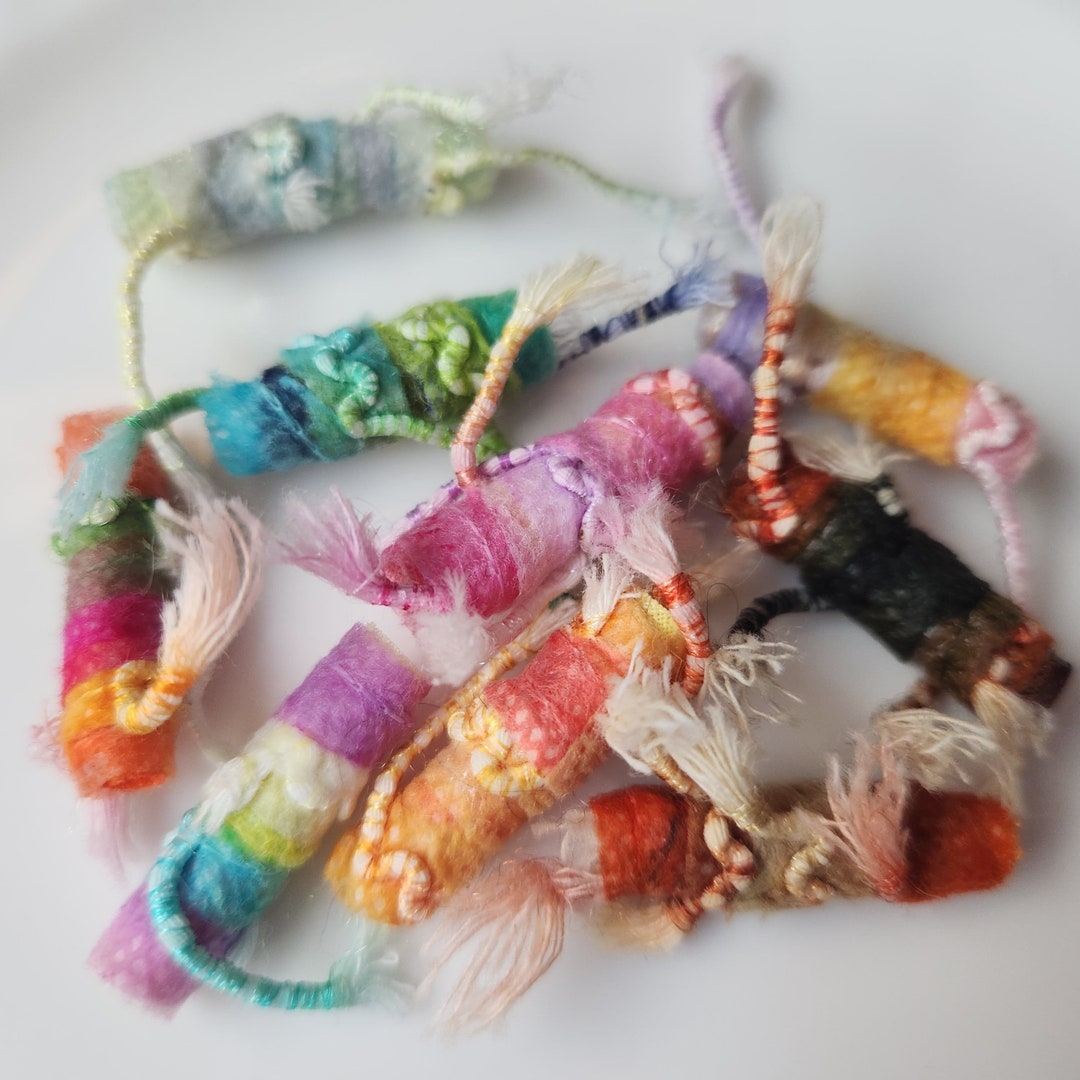 Set of 6 Colorful Fiber Beads, Pigtail Effect Lightweight Dread Soft ...