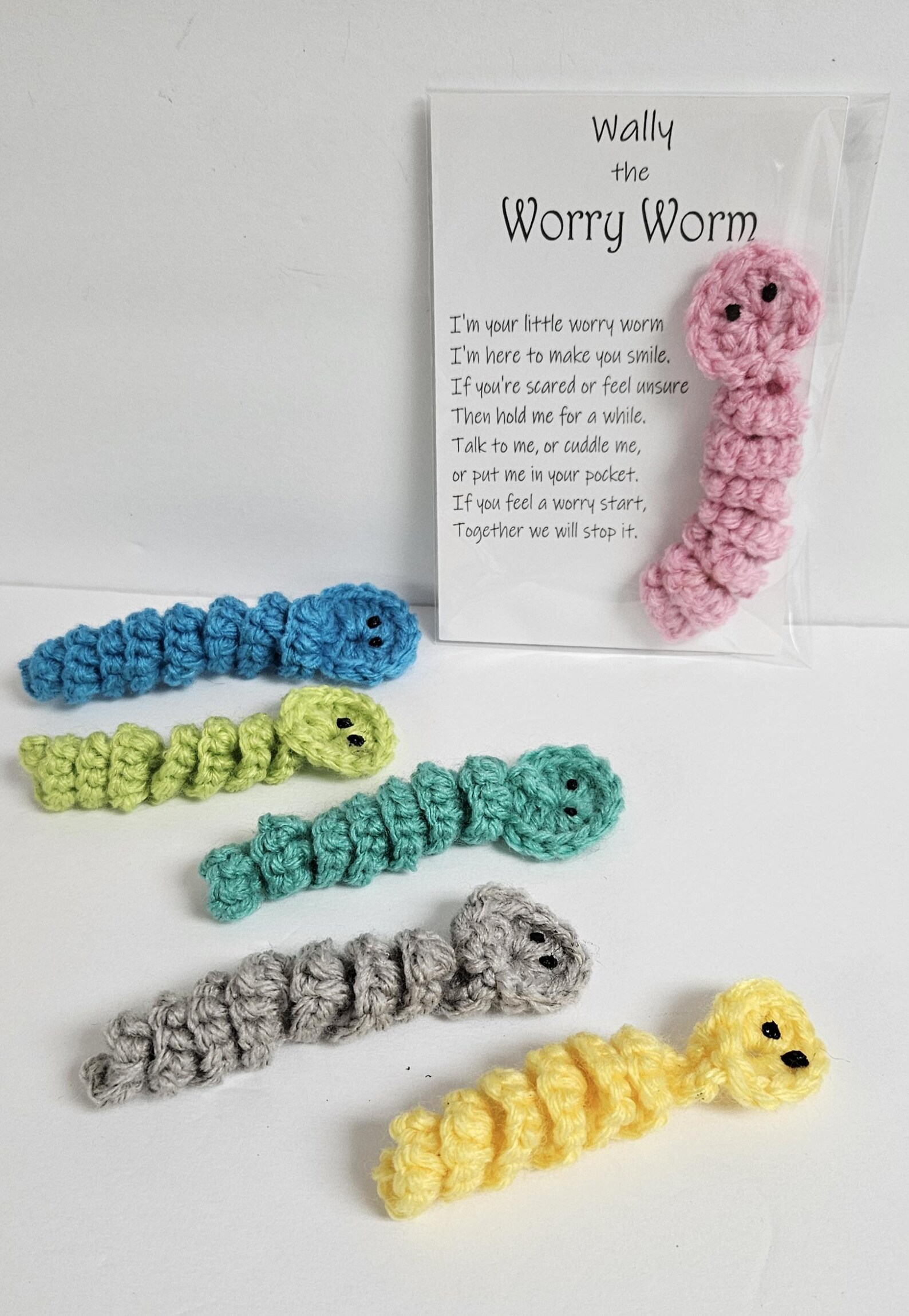 Handmade Crochet Worry Worm/calming/sensory/pocket Hug/anxiety Pet ...