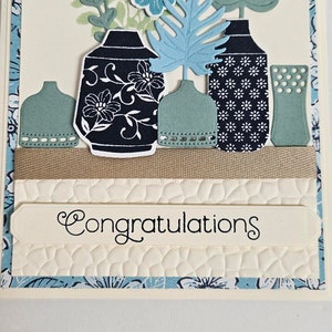 Handmade Congratulations Greeting Card/flowers/vases/hand Stamped/new ...