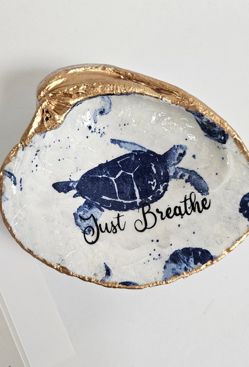 Clam Shell Decoupage Ring Dish Shell/home Decor/trinket Dish/coastal ...