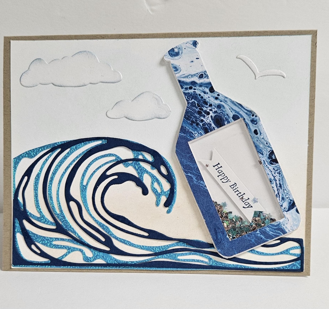 Handmade Happy Birthday Greeting Card/message in a Bottle Shaker Card ...