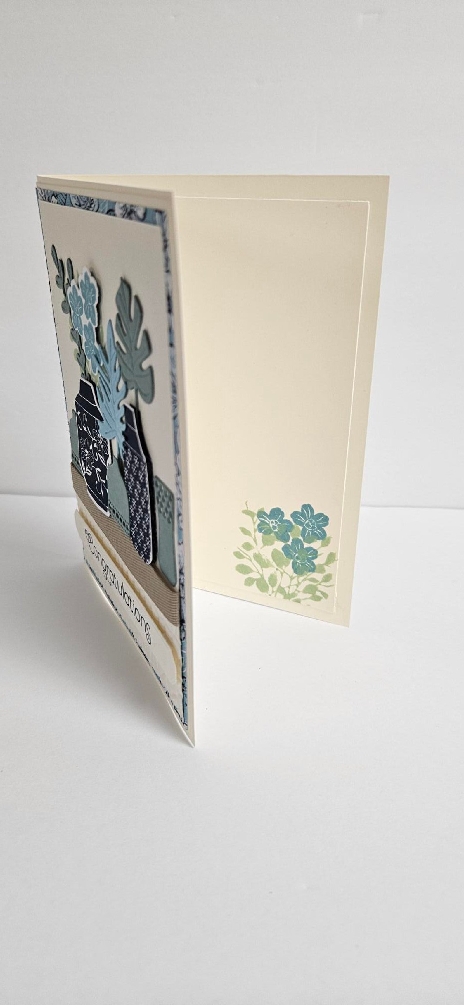 Handmade Congratulations Greeting Card/flowers/vases/hand Stamped/new ...