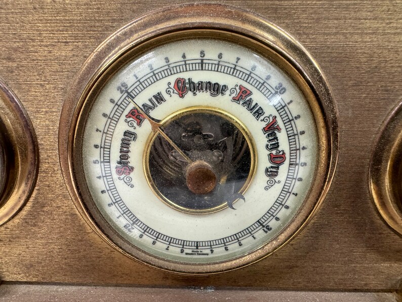 West Germany Barometer Thermometer MCM Brass Marble Vintage Working ...
