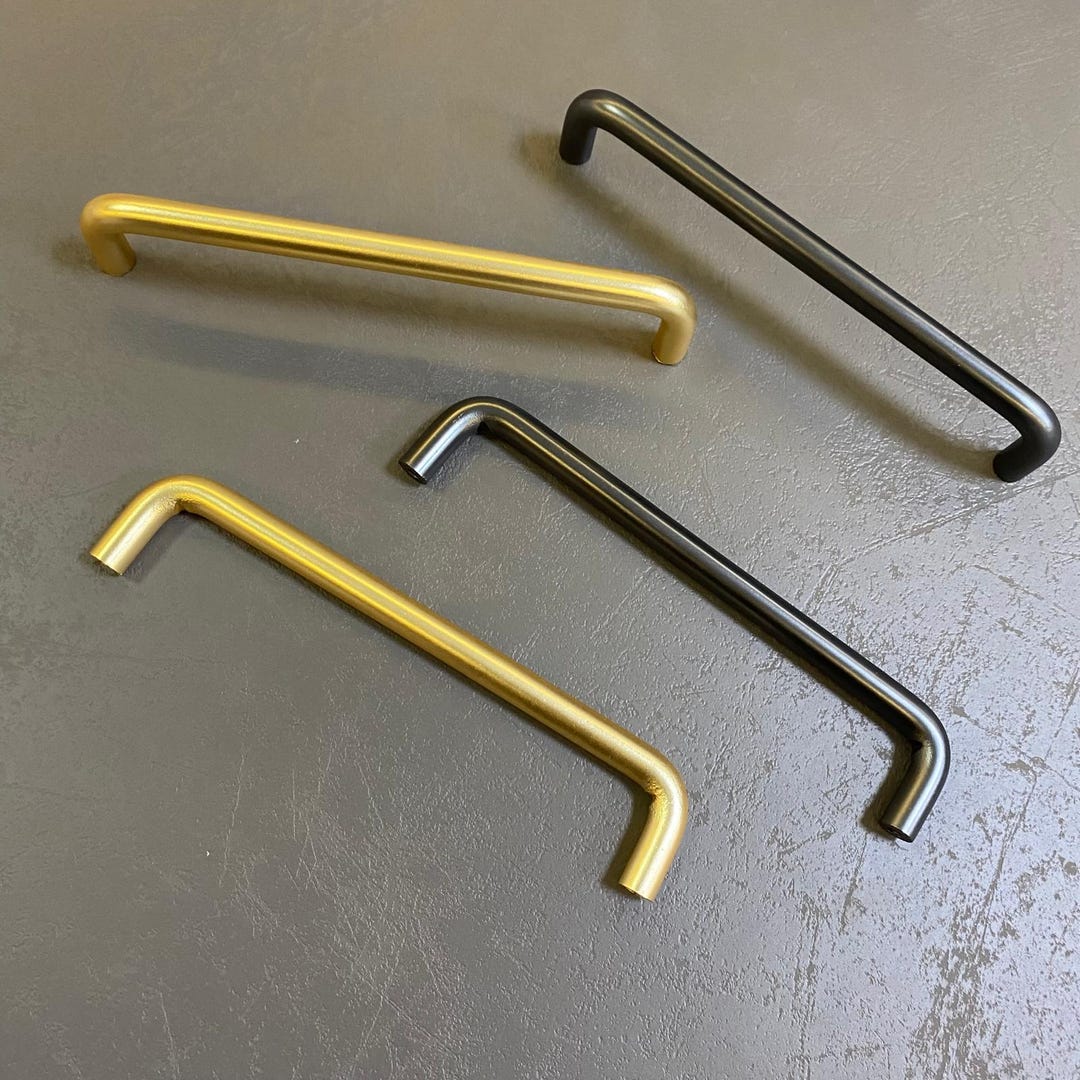Modern Curved Cabinet Handles, Matte Black and Gold, 160mm Aluminum ...