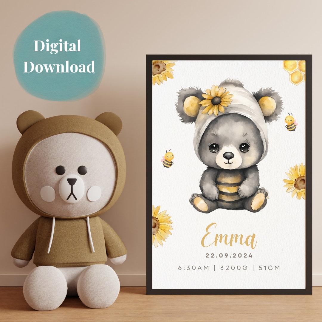Poster A4 & A3 Birth Children's Room | Personalized Gift | Children's ...