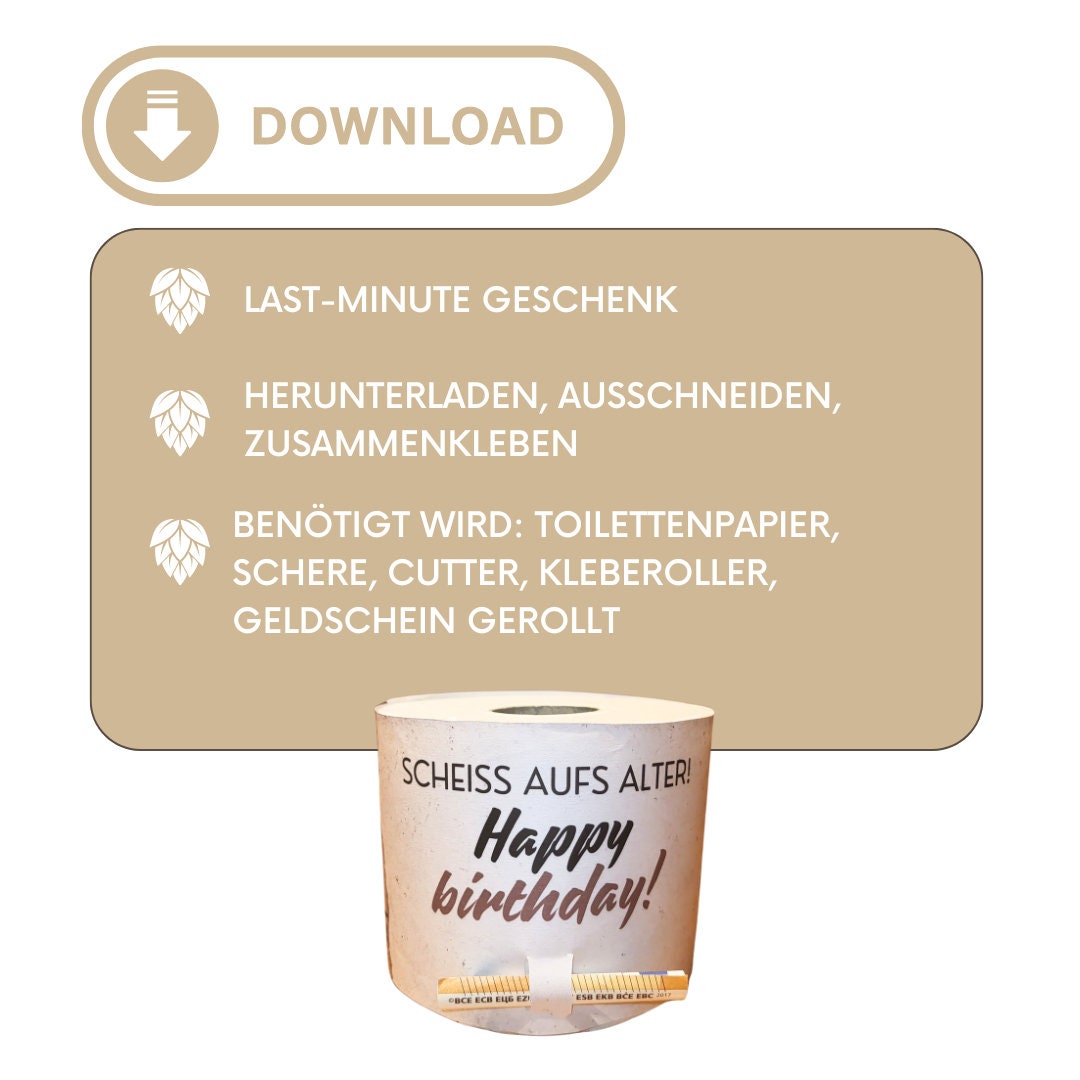 Lustiges Geldgeschenk: Scheiß aufs Alter – WC Papier Vorlage mit ...