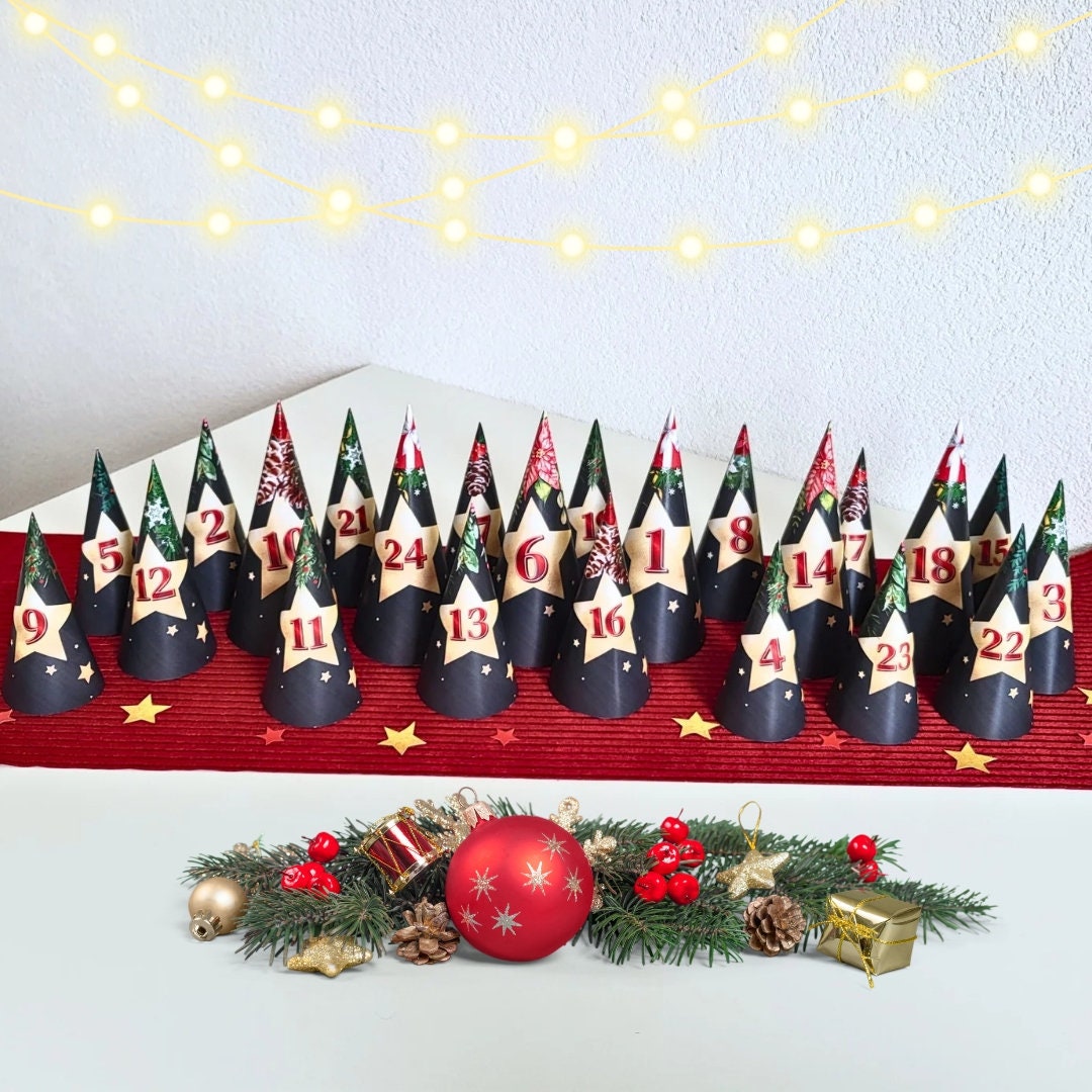 Advent Calendar Christmas Tree Printable DIY Make and Fill Yourself PDF ...