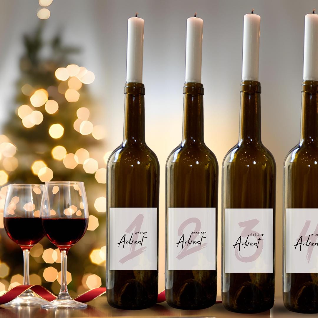Advent Wreath Labels Wine Wine Bottles Christmas Decoration Christmas ...