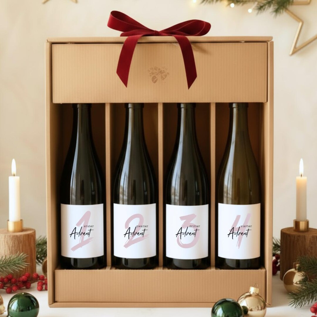 Advent Wreath Wine Bottle Label Set | Printable Christmas | Gift for ...