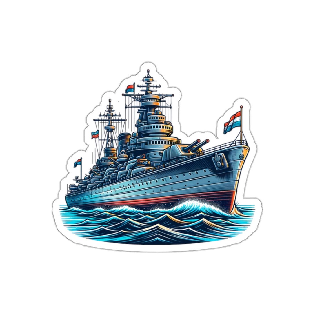 Battleship Die-cut Stickers Boat Military Navy Water Resistant Water ...