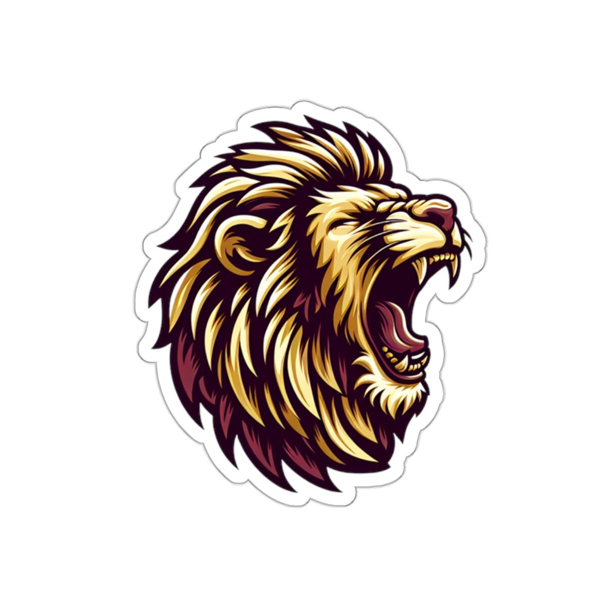 Lion Roaring Die-cut Stickers Lion Sticker Water Resistant Water Bottle ...