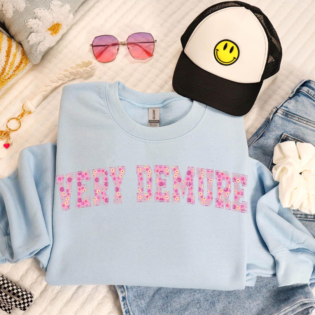 Very Demure Meme Sweatshirt, Funny Tiktok Design in Pink Floral Font ...