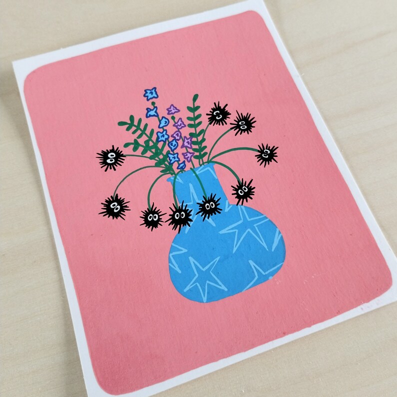 Soot Sprite Flower Vase, Original Art, Susuwatari, Spritied Away, Soot ...