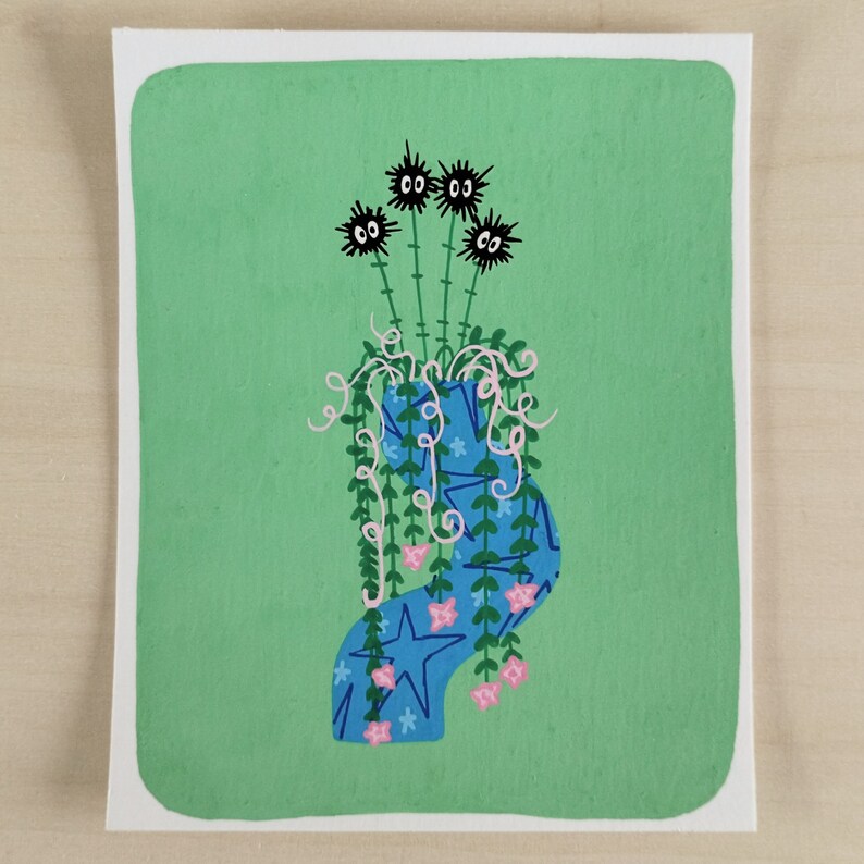 Soot Sprite Flower Vase, Original Art, Susuwatari, Spritied Away, Soot ...