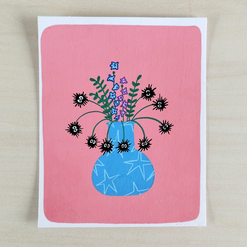 Soot Sprite Flower Vase, Original Art, Susuwatari, Spritied Away, Soot ...